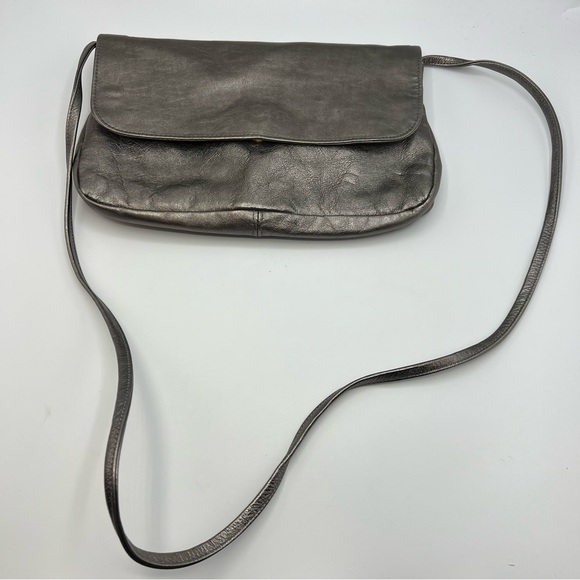 SAS | Bags | Vintage Sas Leather Crossbody Silver Bag Hinged Opening ...